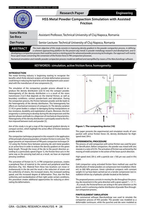 Pdf Hss Metal Powder Compaction Simulation With Assisted Friction