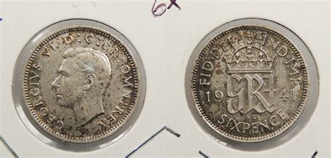 GREAT BRITAIN 1941 George VI Sixpence 6 Pence European Coins