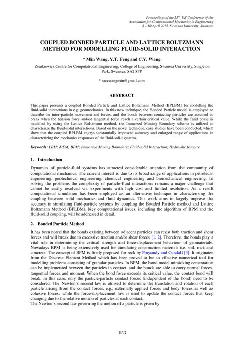 Pdf Coupled Bonded Particle And Lattice Boltzmann Method For Modelling Fluid Solid Interaction