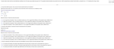 Solved A Decision Maker Wishes To Test The Null And
