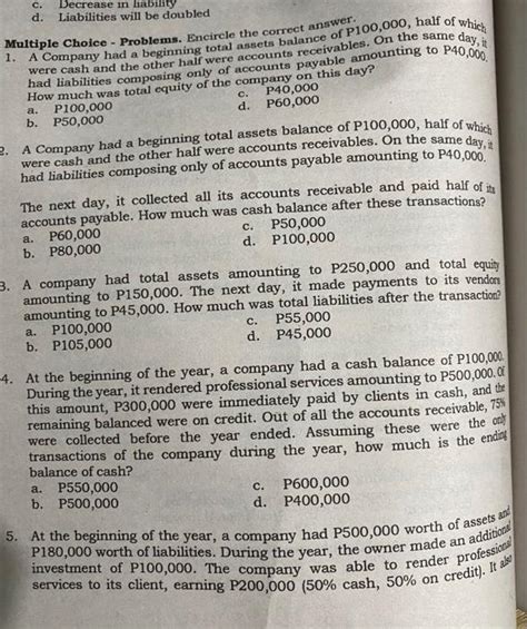 Solved Multiple Choice Problems Encircle The Correct