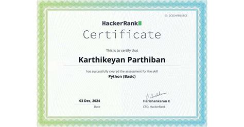 Karthikeyan Parthiban On Linkedin Hackerrank Skill Certificate
