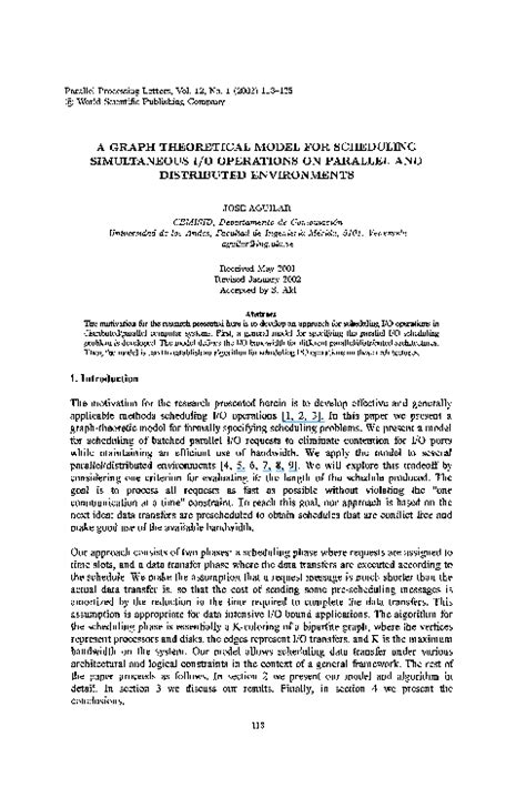 Pdf A Graph Theoretical Model For Scheduling Simultaneous Io