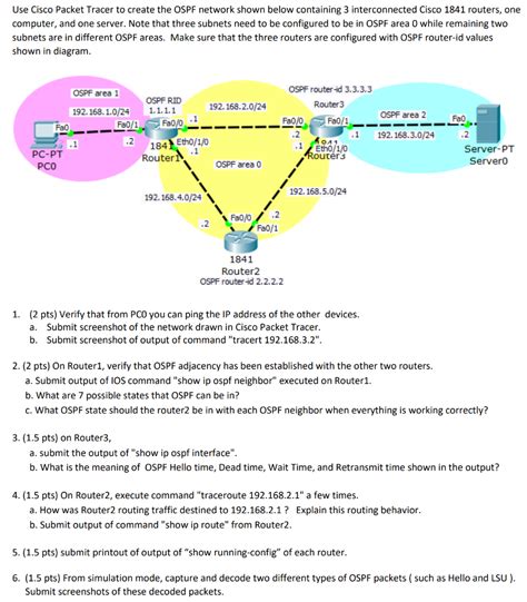 Solved Use Cisco Packet Tracer To Create The OSPF Network Chegg