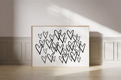 Black And White Wall Art Trendy Art Prints Aesthetic Poster Hearts Wall