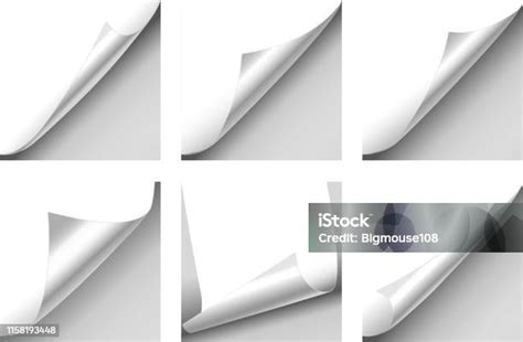 현실적인 3d 상세한 흰색 컬링 코너 세트 벡터 페이지 책에 대한 스톡 벡터 아트 및 기타 이미지 페이지 책 벡터 다양 Istock