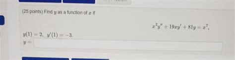 Solved Points Find Y As A Function Of X If Chegg