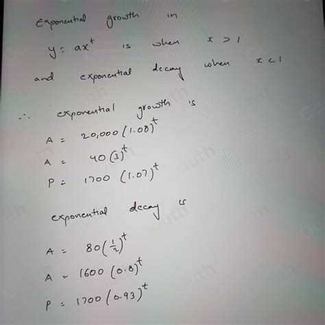 Solved: Which equations represent exponential growth? Which equations represent exponential ...