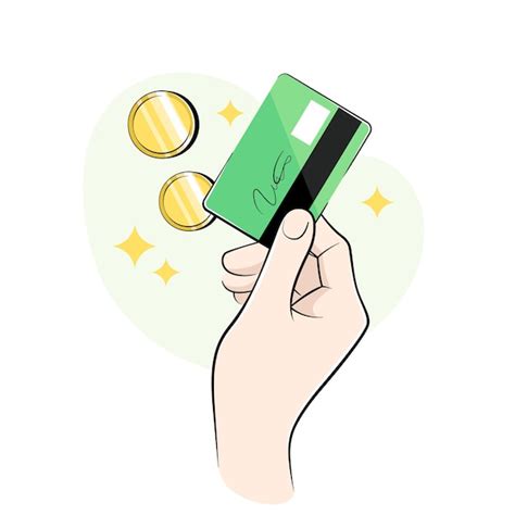 Premium Vector Hand Holding A Credit Bank Card With Coins Money On