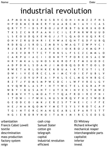 Industrial Revolution Word Search WordMint
