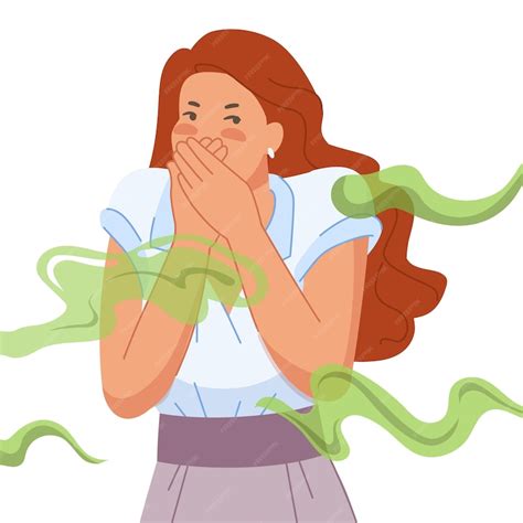 Premium Vector Woman Bad Smell Girl Cover Nose And Mouth From