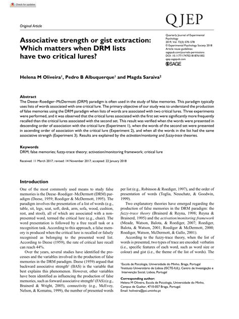 Pdf Associative Strength Or Gist Extraction Which Matters When Drm