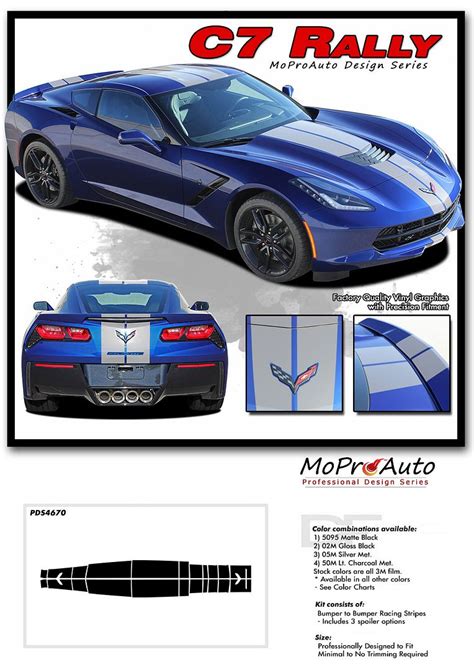 C7 Rally Racing Stripe Dual Hood Vinyl Graphic 2015 2016 2017 2018 2019