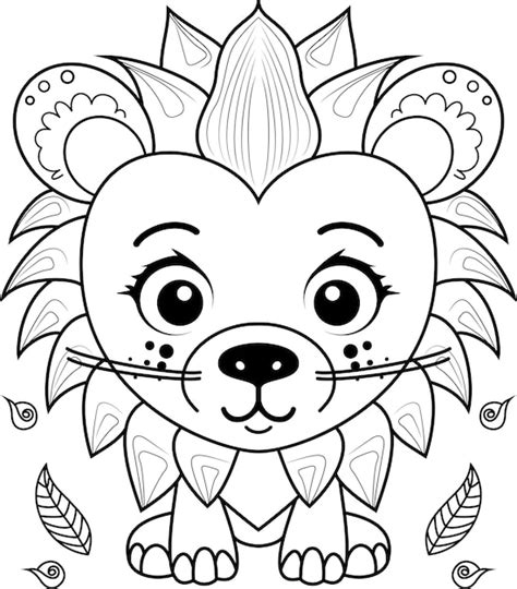 Ilustração Design Gráfico Vetorial De Leão De Desenho Animado Bonito