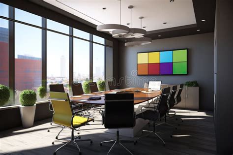 Virtual Workspace 3d Rendering Of A Professional Business Meeting Room Ai Generated Stock