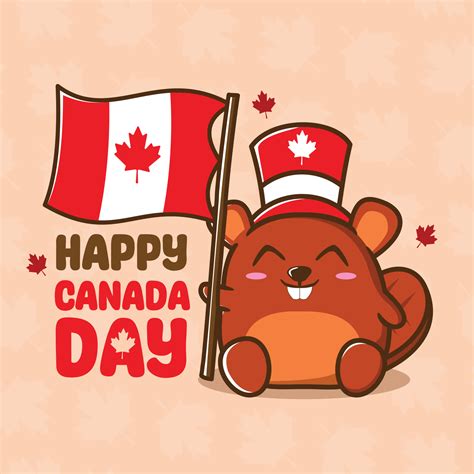 Vector Illustration Of A Cute Beaver Holding A Canadian Flag 24269955