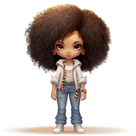 Premium Photo Cartoon Illustration Of A Girl With A Tie And Jeans