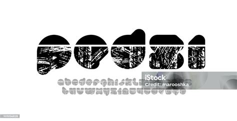 Potong Font Bulat Alfabet Dengan Tekstur Huruf Dan Angka Yang Dibuat