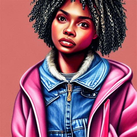 Precisely Detailed African American Girl Portrait · Creative Fabrica