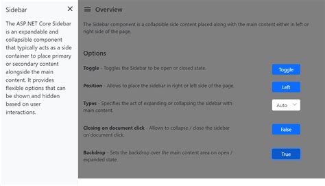 ASP NET Core Sidebar Navigation Drawer Syncfusion