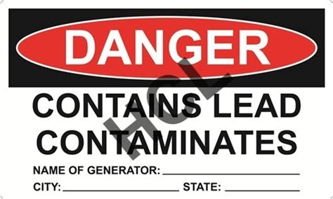 Contains Lead Contaminates Danger Label Hcl Labels