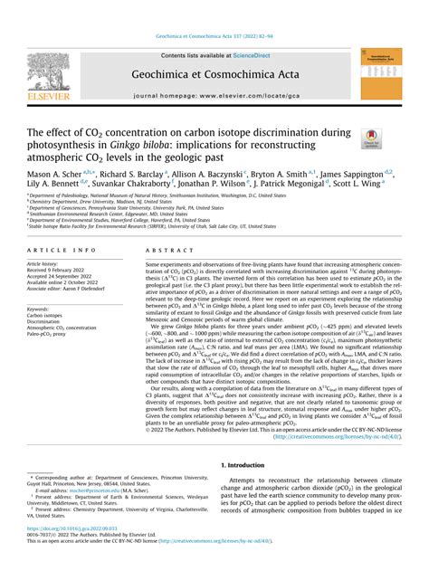 Pdf The Effect Of Co2 Concentration On Carbon Isotope Discrimination