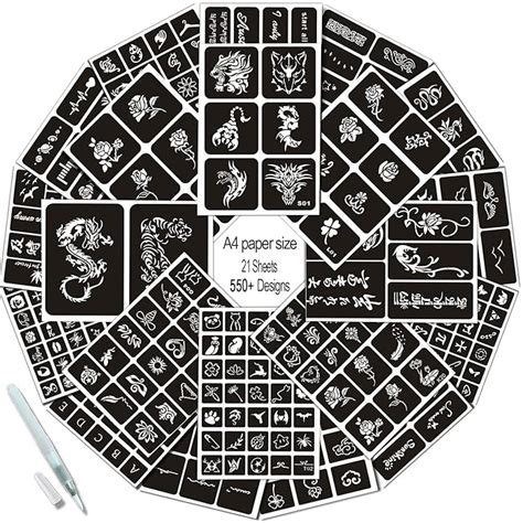 Buy Aresvns Henna Tattoo Stencil Reusable Over 550 Designs Temporary