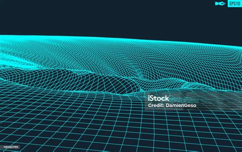추상 벡터 가로 배경입니다 사이버 스페이스 그리드 3d 기술 일러스트레이션 0명에 대한 스톡 벡터 아트 및 기타 이미지 0명 3차원 형태 건설 프레임 Istock