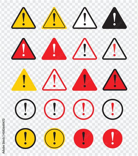 Set Warning Sign Alert Icon Danger Warning Attention Sign Vector Illustration Isolated On