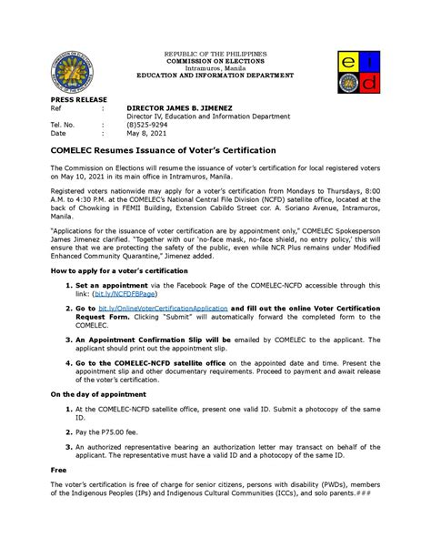 Comelec On Twitter Press Release Comelec Resumes Issuance Of Voter S