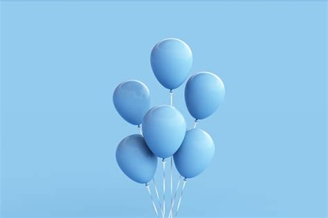 파란색 풍선 3d는 파란색 배경에 격리된 그림을 렌더링합니다 풍선에 대한 스톡 사진 및 기타 이미지 풍선 생일 3차원