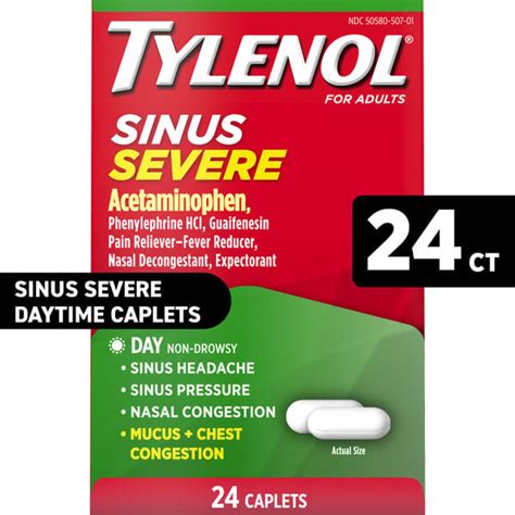 Tylenol Sinus Severe Daytime Cold And Flu Relief Medicine Caplets Non