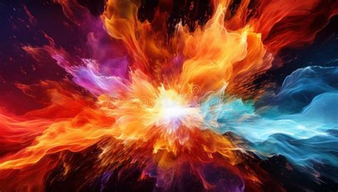 Colorful Fire Explosion With Brilliant Hues Of Orange Red And Yellow Creating A Vibrant