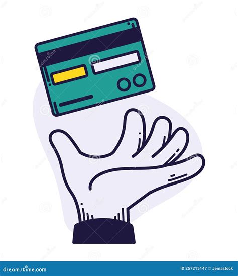 Hand With Credit Card Stock Vector Illustration Of Mobile 257215147