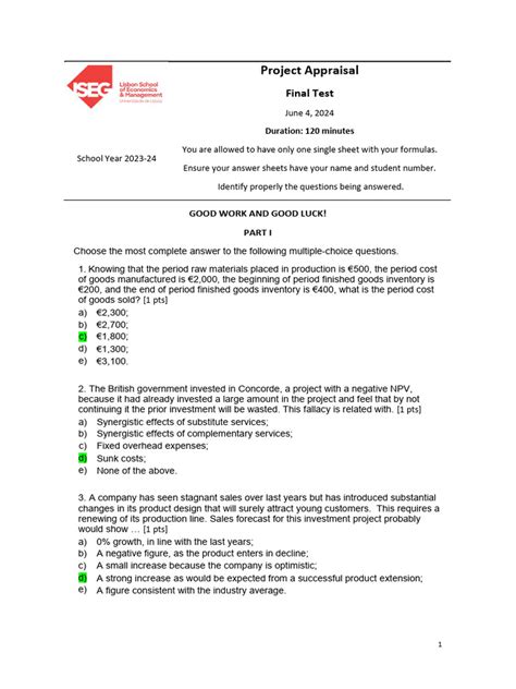 Ap E En Final Exam 4 6 2024 Solutions Download Free Pdf Net Present Value Internal Rate Of