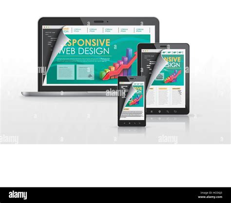 Responsive Web Design Concept In Laptop Tablet And Smart Phone Stock