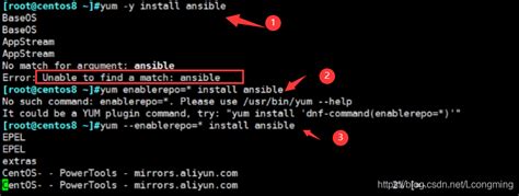 安装ansible提示；error：unable to find a match ansible解决方案； error unable to