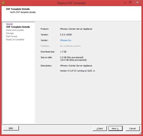 Deploy Vmware Vcenter Server 55 Update 1 Appliance Using An Ovf