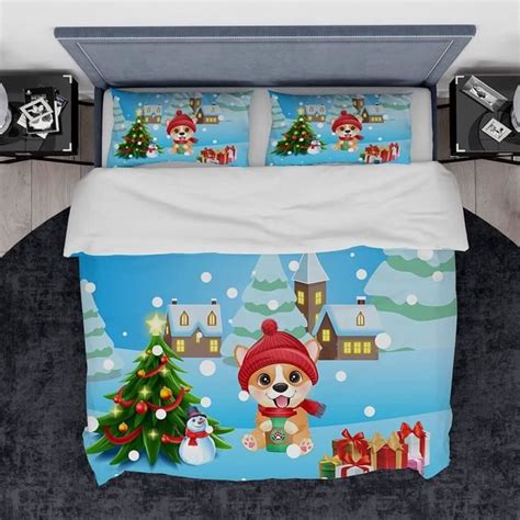 ZHMAO Parure de lit de Noël Père Noël traîneau renne cadeau sapin de