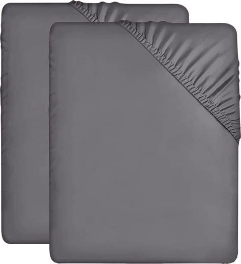 Utopia Bedding Fitted Sheet Single 2 Pack Grey Deep Pocket 14 Inch