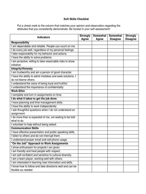soft skills checklist pdf