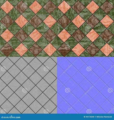 Floor Tiles Seamless Generated Texture Diffuse Bump Normal Royalty