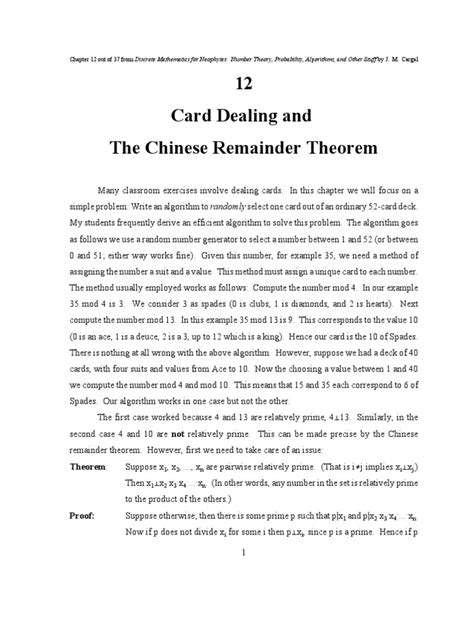 12 Chinese Remainder Theorem Download Free Pdf Number Theory Numbers