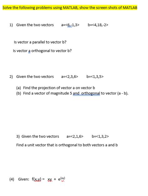 Solved Solve The Following Problems Using MATLAB Show The Chegg