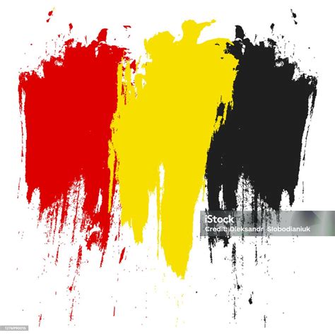 벨기에 플래그 브러시는 벨기에 플래그를 그린 그런지 효과와 수채화와 손으로 그린 스타일 일러스트 그런지 질감벨기에 플래그 벡터 그림입니다 0명에 대한 스톡 벡터 아트 및