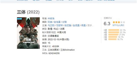 豆瓣评分跌至63！《三体》动画播放量破2亿 快科技 科技改变未来