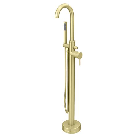 Arezzo Brushed Brass Freestanding Bath Tap With Shower Mixer