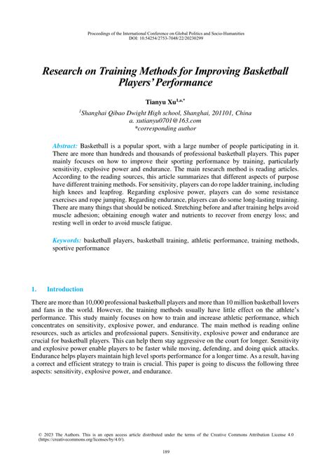 Pdf Research On Training Methods For Improving Basketball Players