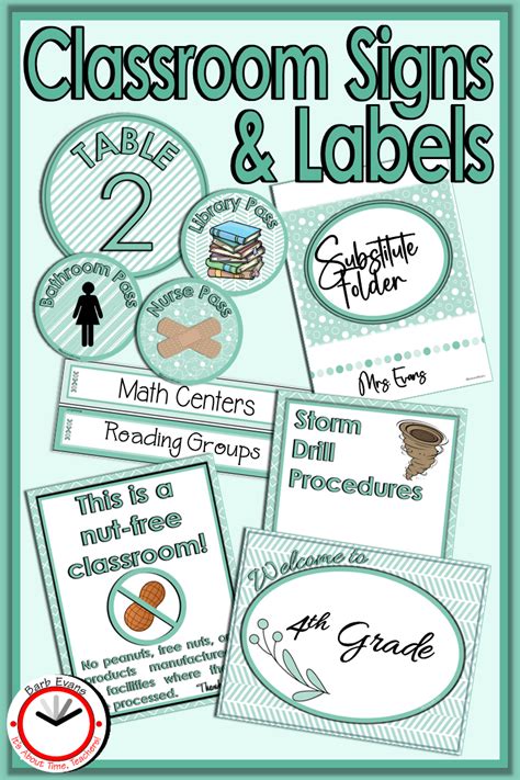 Classroom Signs And Labels Mint Theme Classroom Decor In 2024