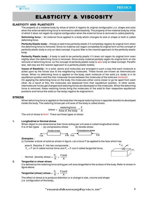 Elasticity And Viscosity Theorye Elasticity Physics Viscosity